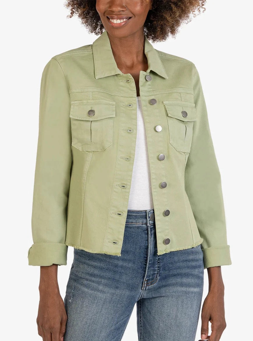 Kara Jacket No Waist With Fray [Cactus] Ooh La La Boutique Minnesota