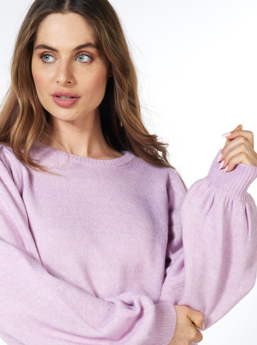 Puff Sleeve Sweater [Lilac-F2331513] Ooh La La Boutique Minnesota